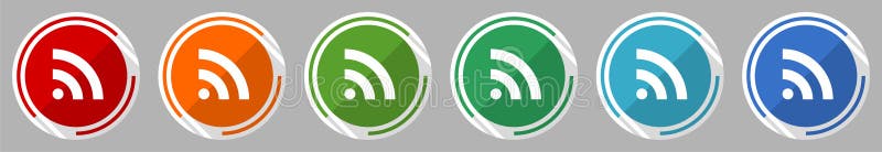 Mobile Signal Icon Set, Vector Illustration in 6 Colors Options for ...
