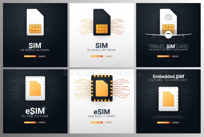 Mobile Sim Card, ESIM. Mobile Network. Technology Concept. Vector ...