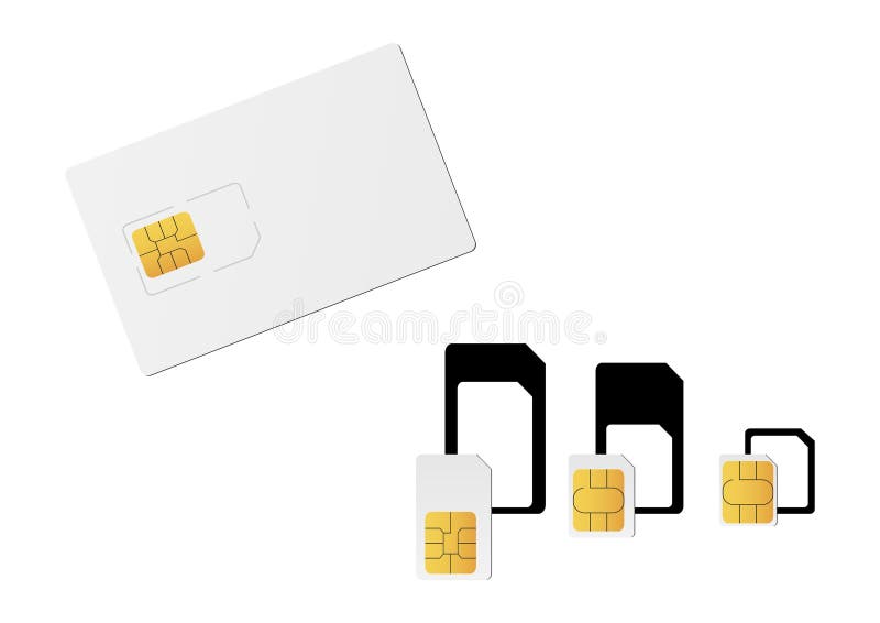 Mobile SIM Card Types Set To Vector Graphics. Sim, Micro Sim, Nano Sim ...