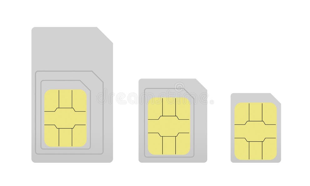 Mobile Sim Cards Different Sizes - Vector Illustrations - Isolated on ...