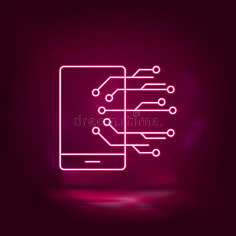 Mobile, Smart Neon Icon - Vector. Artificial Intelligence. Stock Vector ...