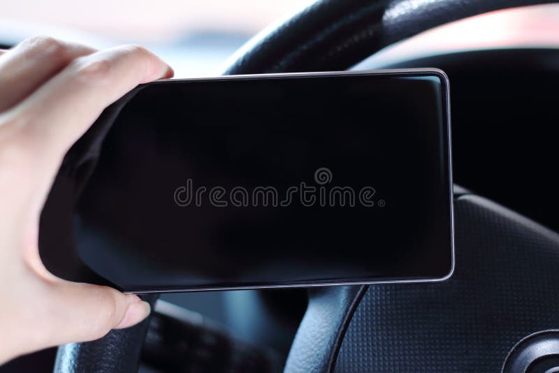 Mobile Smart Phone with Blank Screen in Car Stock Photo - Image of ...