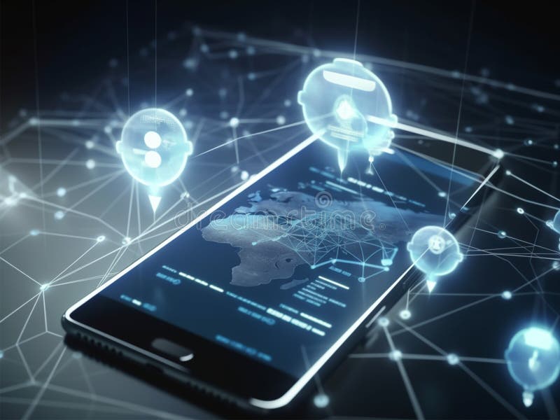 Mobile Smart Phone with Global Network Connection, Future Technology ...