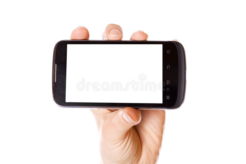 Mobile Smart Phone in Hand Isolated Stock Image - Image of device ...