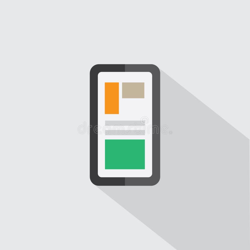 Mobile, Smart Phone Icon with Shadow Stock Vector - Illustration of ...