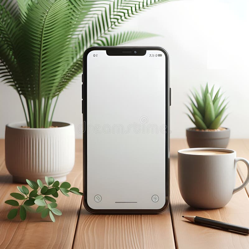 Mobile Smart Phone Iphone Android Mockup Design White Screen 3d Three ...