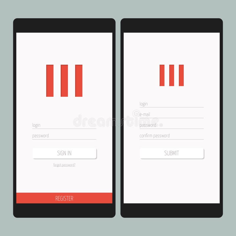 Mobile and Smart Phone Login Interface Form Stock Vector - Illustration ...