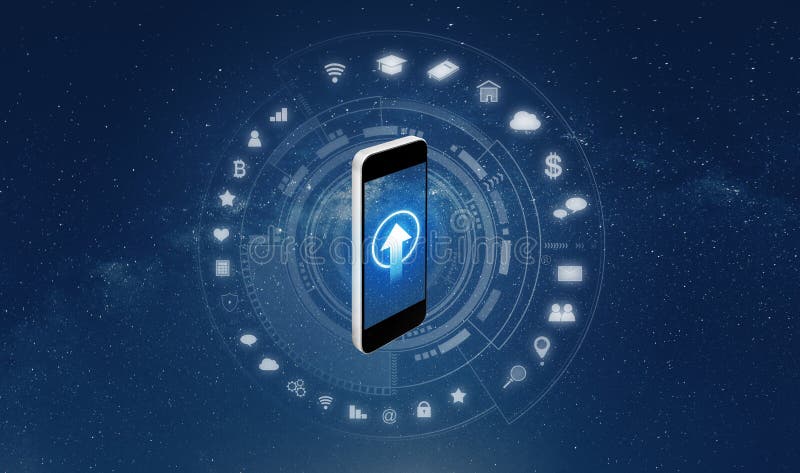 Mobile Smartphone with Application Icons. Smart Devices Remote Control ...