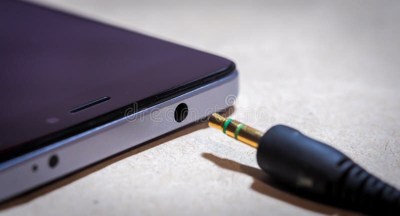 Mobile Smartphone Audio Cable Jack and Input Hole Stock Photo - Image ...