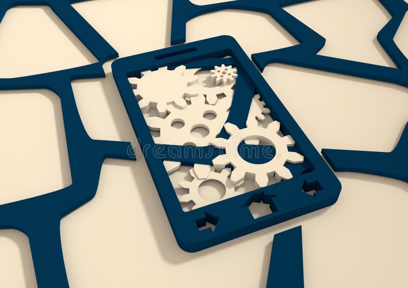 Mobile Smartphone with Cogs Gears Teamwork Icon Stock Illustration ...