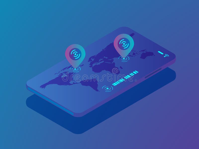 Smartphone Map Location Icon, Isometric Style Stock Vector ... Smartphone Map Location Icon, Isometric Style Stock Vector ...