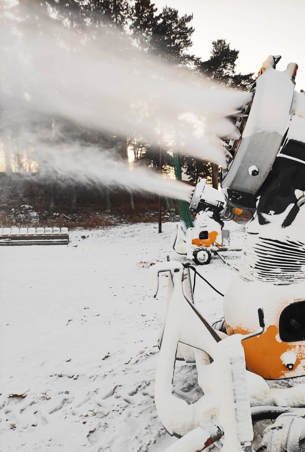 Mobile snow guns stock image. Image of snowcannon, forest - 204581077