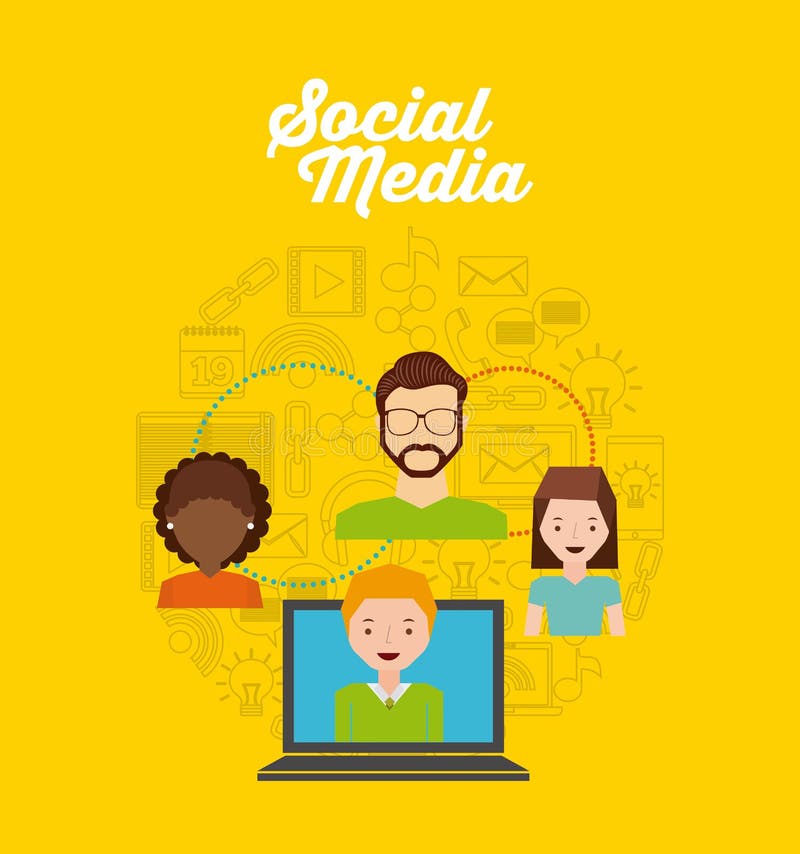 Mobile social media design stock illustration. Illustration of people ...