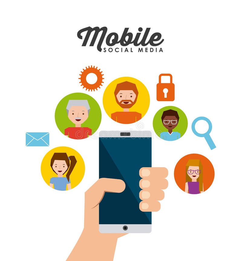 Mobile social media design stock illustration. Illustration of ...