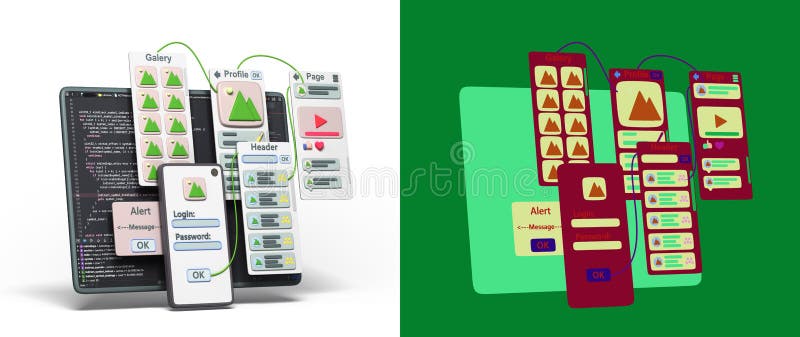 Mobile Software Development Concept Smartphone with Ui Elements Around ... Mobile Software Development Concept Smartphone with Ui Elements Around ...