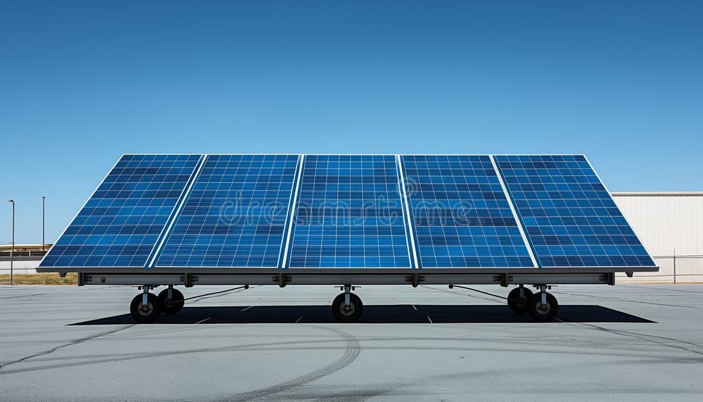 Mobile Solar Panel System in Clear Daylight Stock Photo - Image of ...