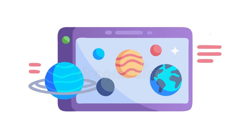 Mobile Space Exploration, Planets on Tablet Display, Vector Design ...