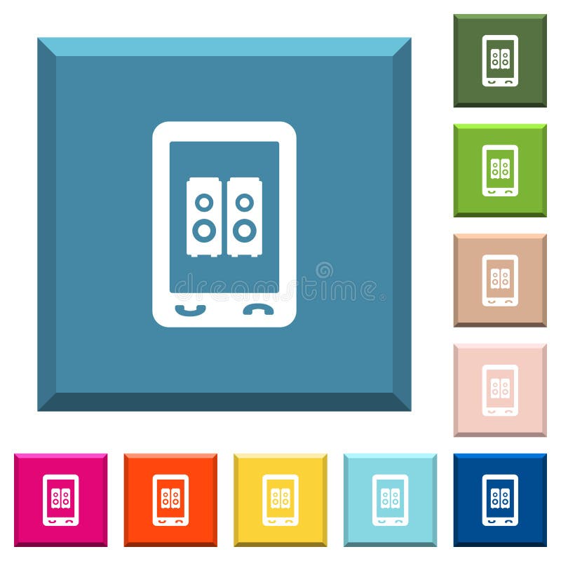 Mobile Speakerphone White Icons on Edged Square Buttons Stock Vector ...