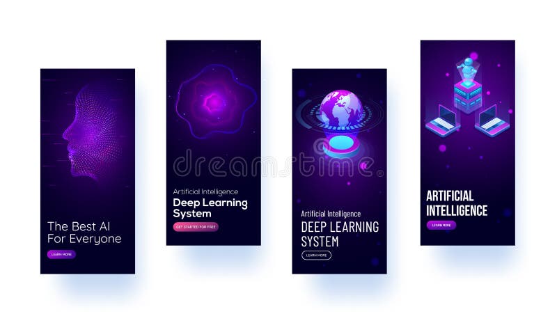 Set of Splash Screen Mockups for Virtual or Augmented Reality Co Stock ...