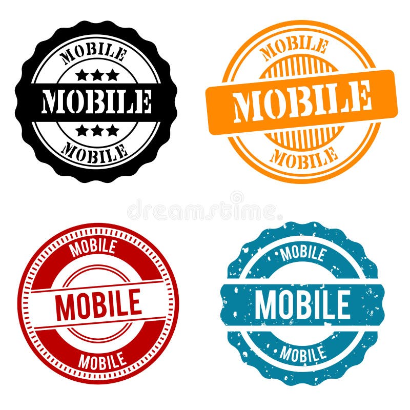 Mobile Stamp Collection. Round Badge Stock Vector - Illustration of ...