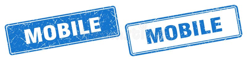 Mobile Stamp Set. Mobile Square Grunge Sign Stock Vector - Illustration ...