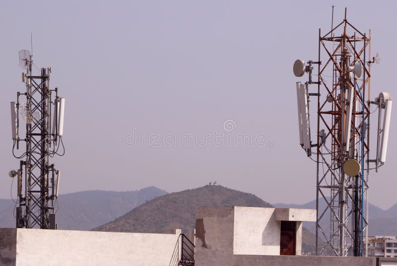 Mobile Station Receiver Antenna Tower Stock Image - Image of repeater ...