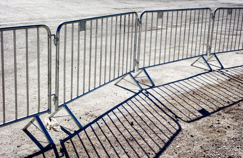 Mobile Steel Fence. Police Security Road Barrier. Stock Image - Image ...