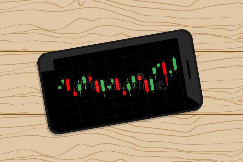 Mobile Stock Graph on Wood Table. Stock Vector - Illustration of design ...