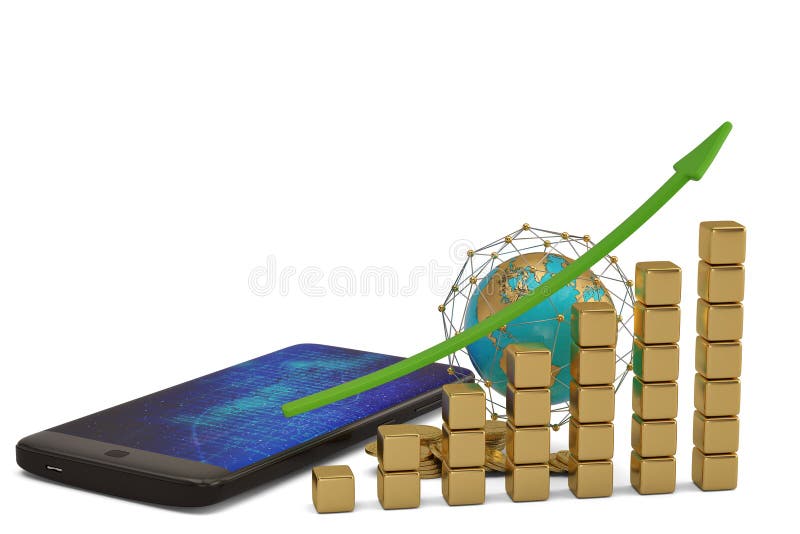 Mobile Stock Trading Concept 3d Illustration. Stock Illustration ...