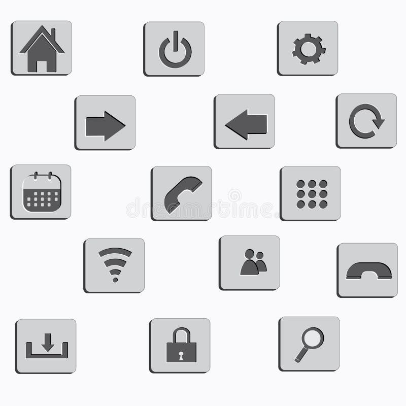 Mobile and System Interface Icons and Buttons Stock Vector ...