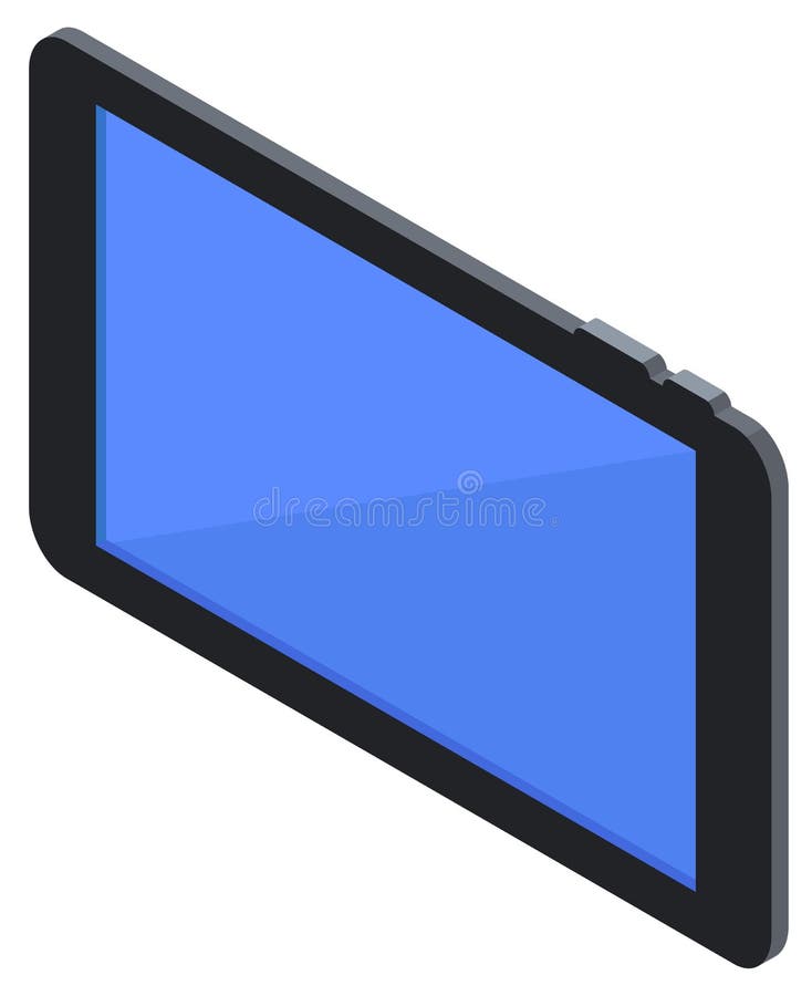 Mobile Tablet with Blank Blue Screen Isometric Icon Stock Vector ...