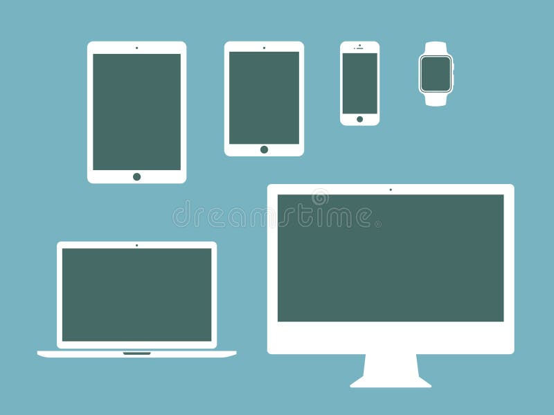 Mobile, Tablet, Laptop, Computer Gadget Icon Set Stock Vector ...