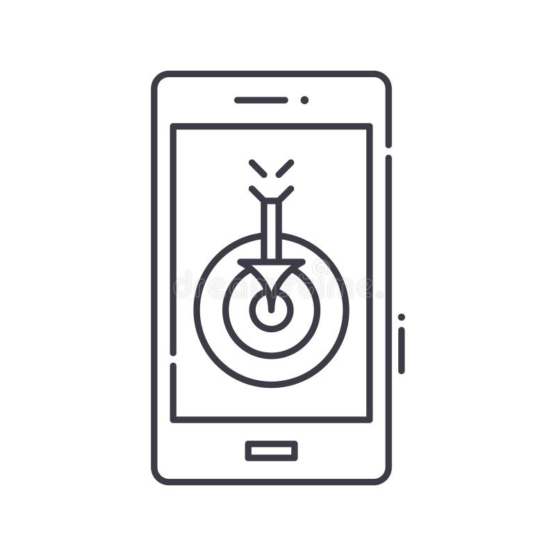 Mobile Target Icon, Linear Isolated Illustration, Thin Line Vector, Web ...