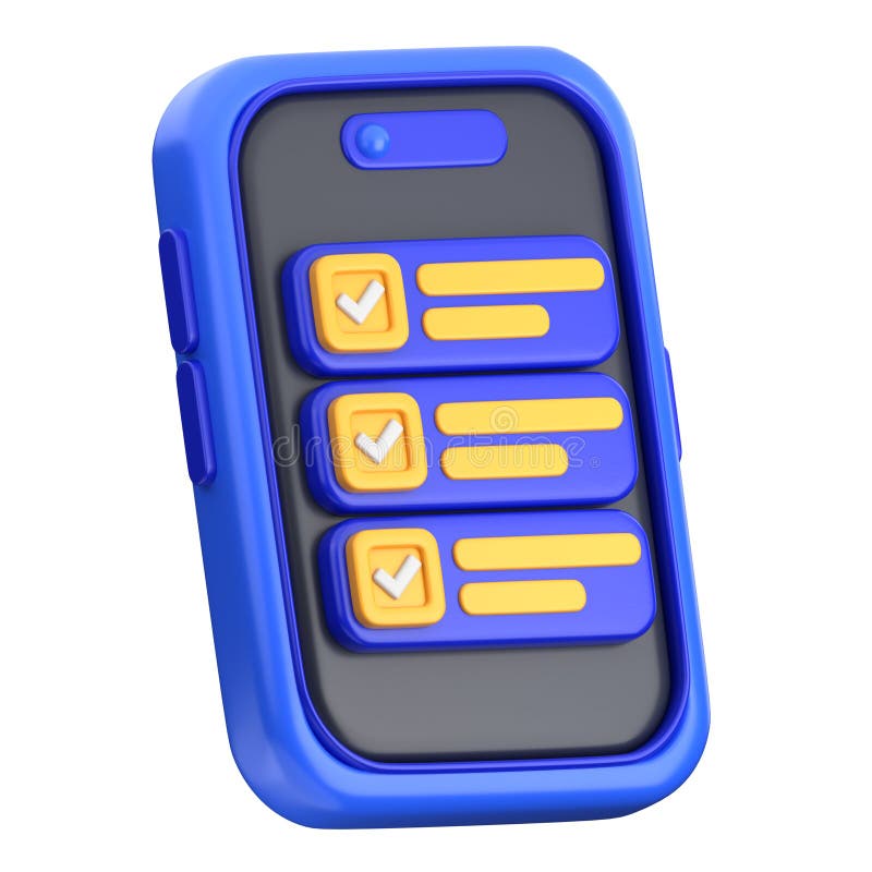 Mobile Task Management 3D Render Stock Illustration - Illustration of ...