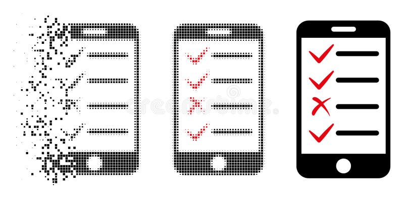 Dissipated Pixel Halftone Mobile Tasks Icon Stock Vector - Illustration ...