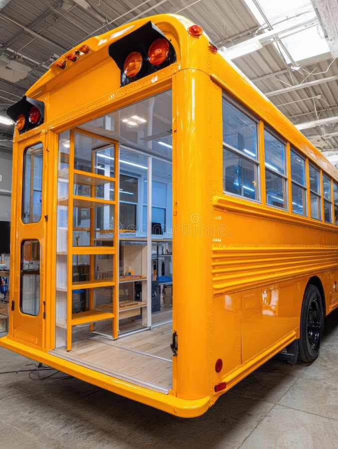 Mobile Tech Classroom Created from Stylized School Bus with Open Side ...