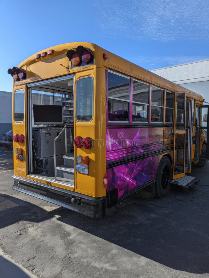 Mobile Tech Classroom Designed from a School Bus, Featuring an Open ...