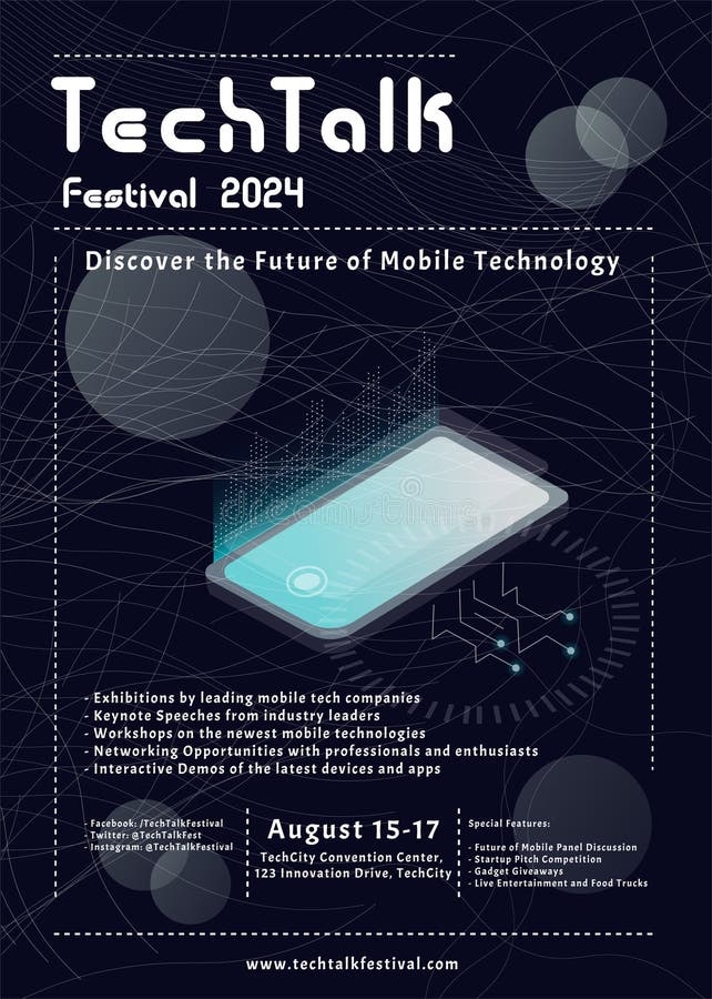 Mobile Technologies Festival Poster Design Stock Vector - Illustration of phone, technologies ...