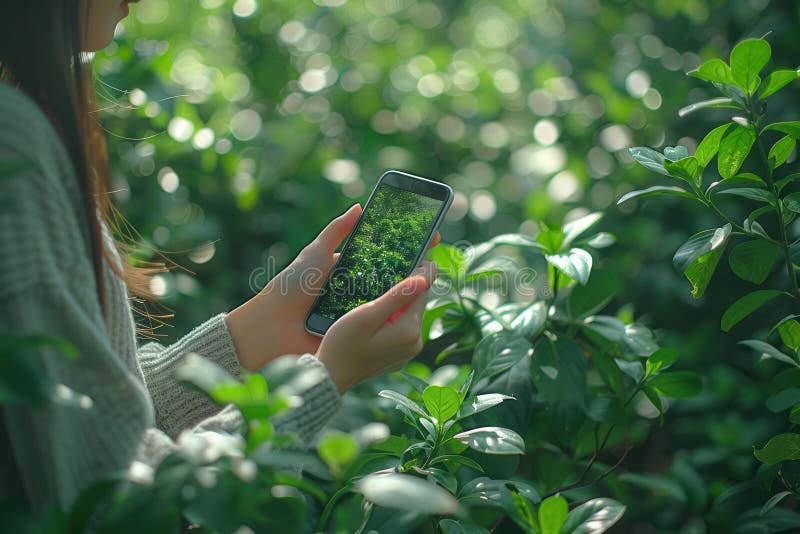 Mobile Technology in Action: Hand Using Smartphone with Sticker ...