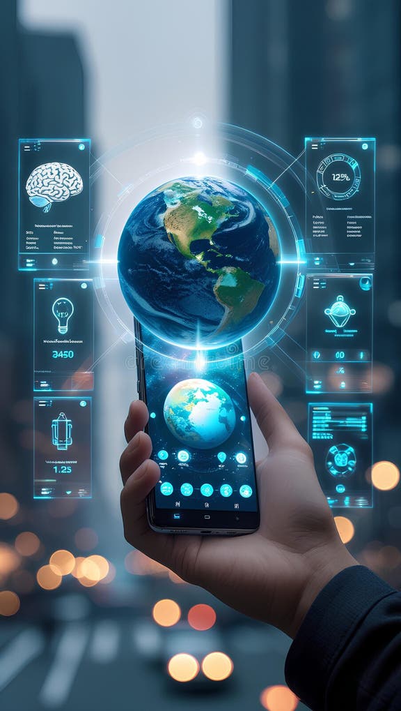 Mobile Technology and Augmented Reality: Hand with Smartphone ...