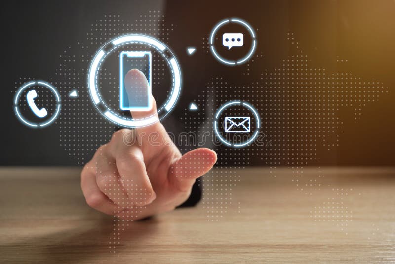 Mobile Technology Concept with Call Message and Mail Icons Stock Image ...