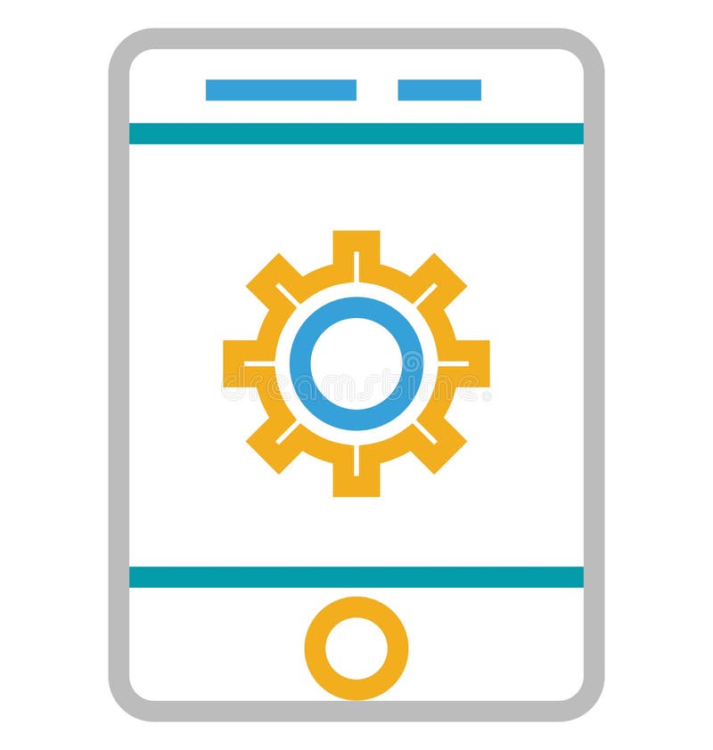 Mobile Technology Isolated Line with Color Vector Icon Editable Stock ...