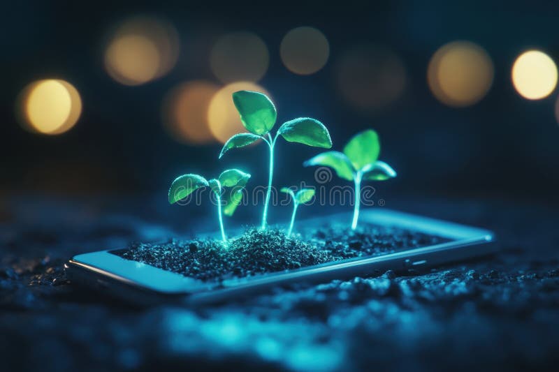 Mobile Technology and Nature: Growing Plants Emerging from Smartphone ...