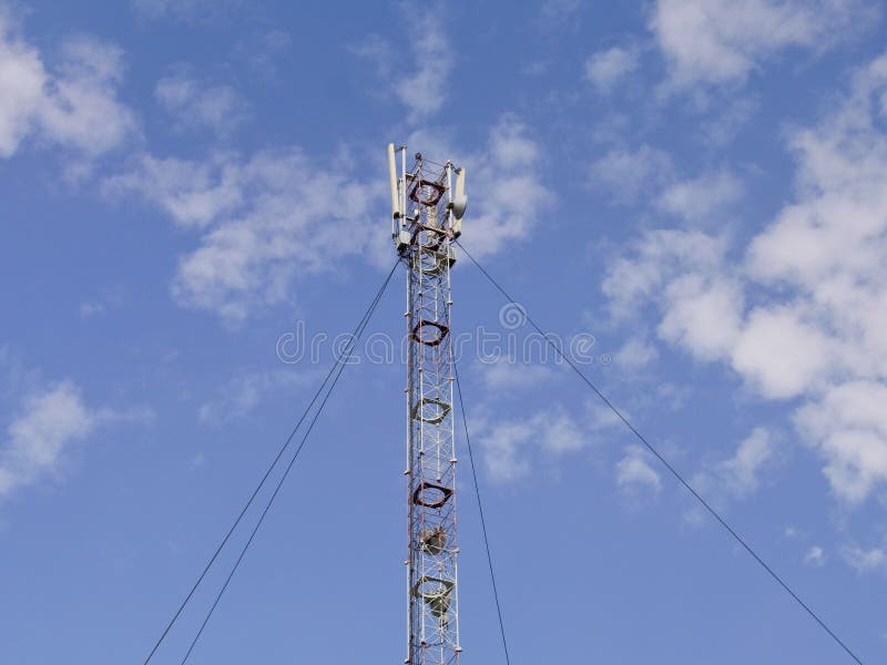 Mobile Telecommunication Tower with Blue Sky. Stock Image - Image of ...