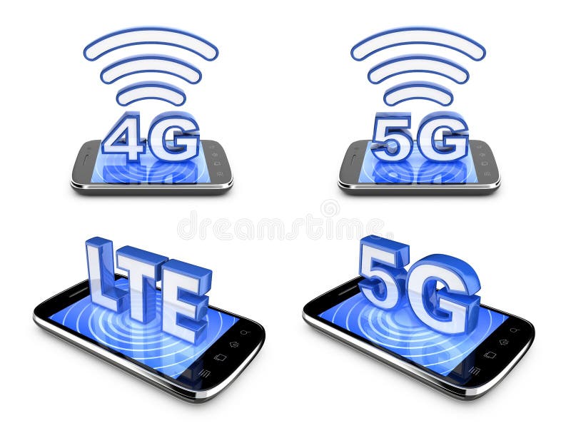 Mobile Telecommunications Icons. 3G, 4G, 5G And LTE Symbols. Stock ...