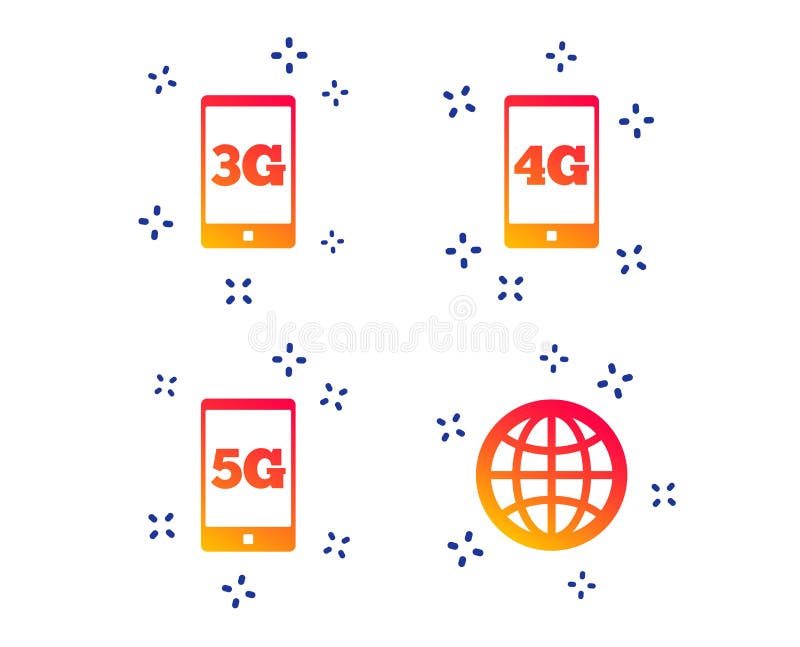 Mobile Telecommunications Icons. 3G, 4G And 5G Stock Vector ...