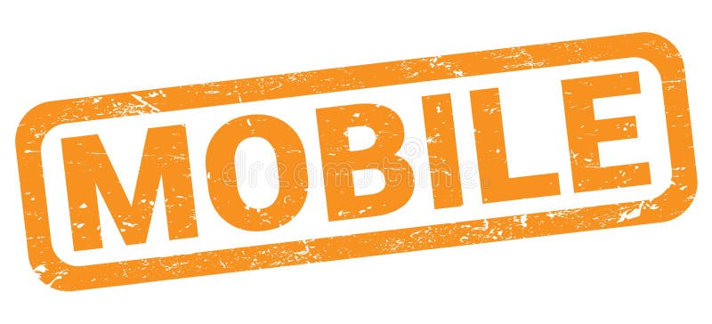 MOBILE Text Written on Orange Rectangle Stamp Stock Illustration ...