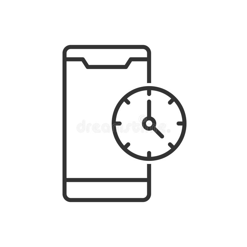Mobile Time Icon - Phone Clock Icon Stock Illustration - Illustration ...