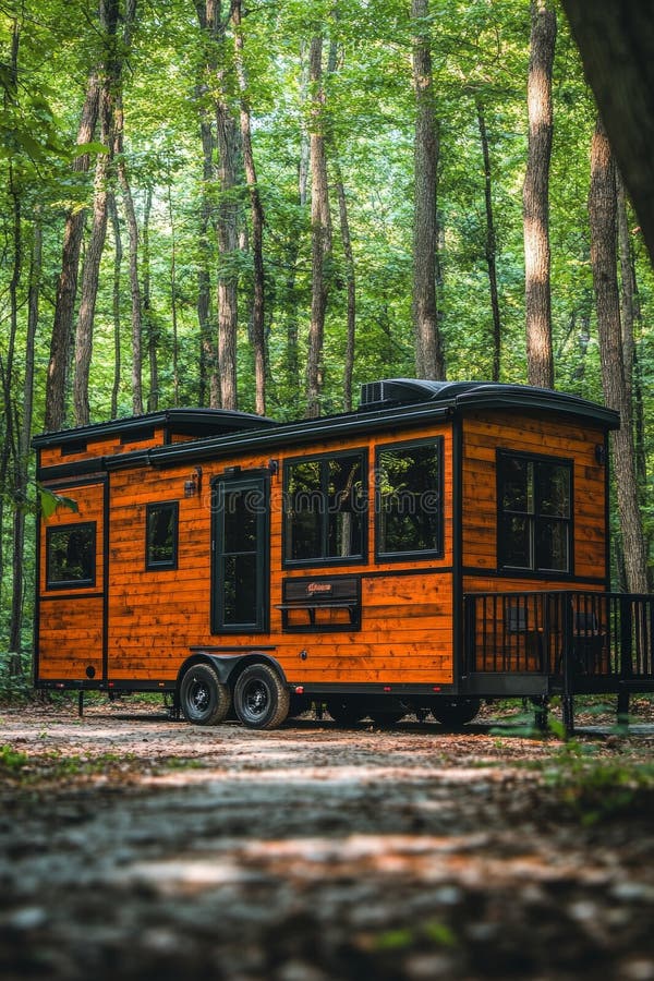 Mobile Tiny House in the Woods, Featuring Modern Design, Spacious Windows and Outdoor Living ...