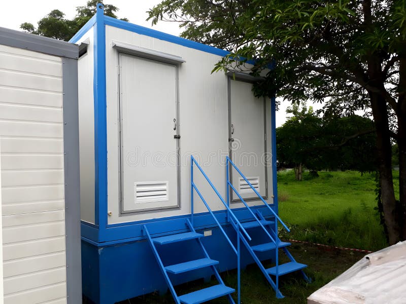 Mobile Toilets in the Construction Site Area Stock Image - Image of ...